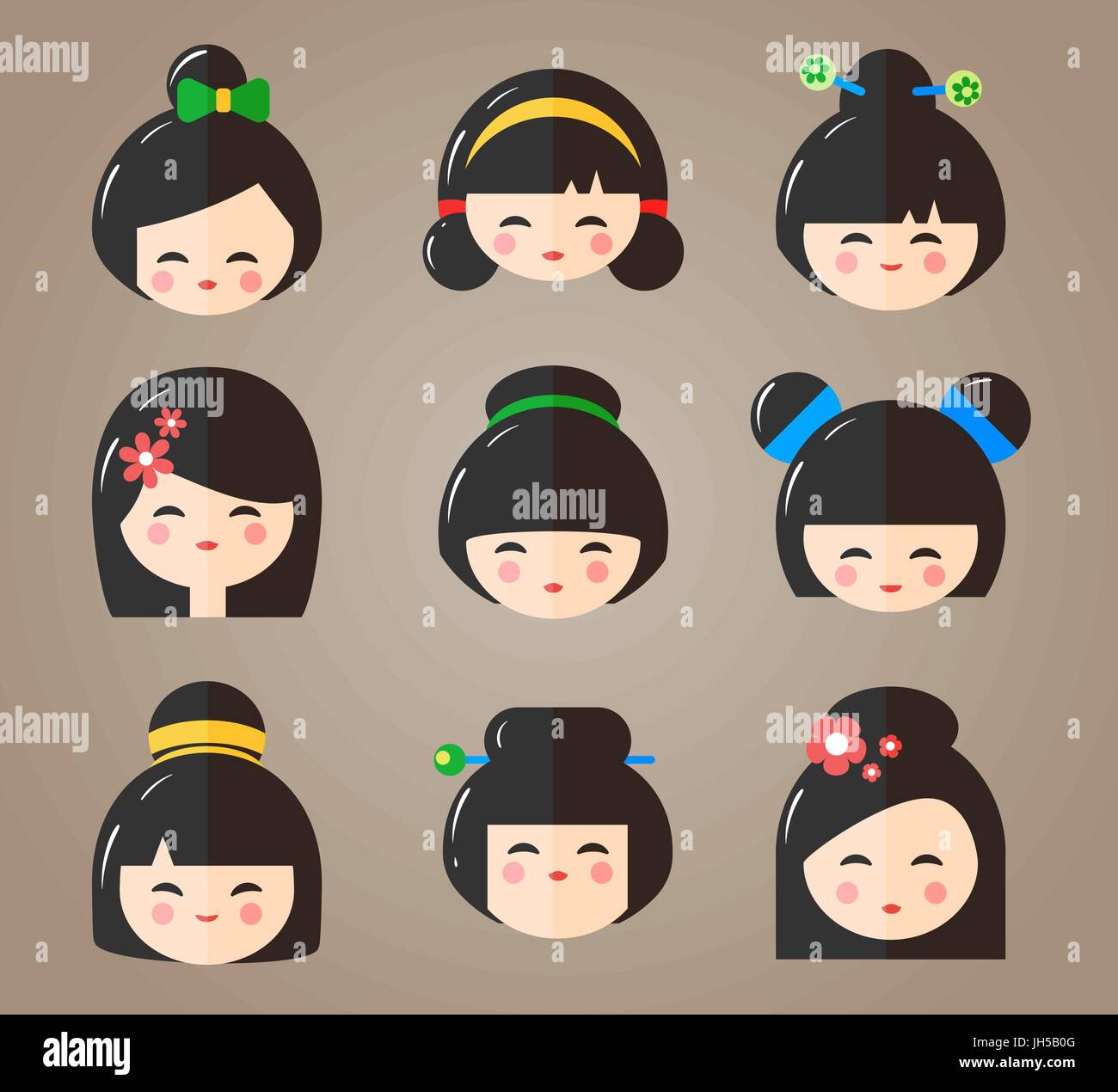 Dolls heads Stock Vector Images - Alamy