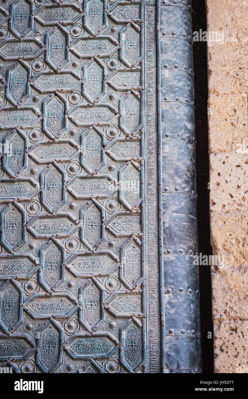 Detail of the door of Santa Catalina, designed with hexagonal forms in ...