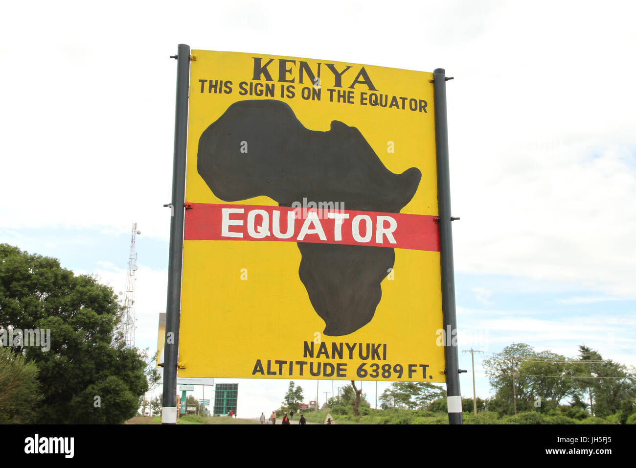 The Equator signboard at Nyanyuki. Credit: David Mbiyu/Alamy Live News ...