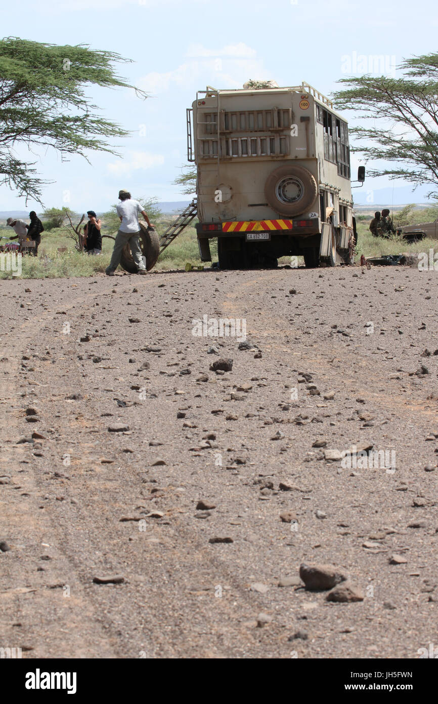 MARSABIT, KENYA - May 17. Tourist on the Nairobi to Lake Turkana road ...