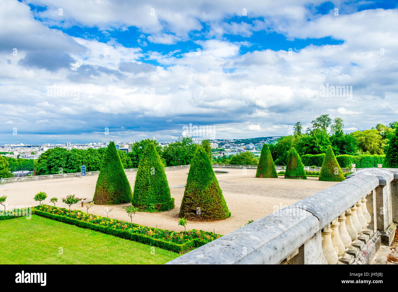 Beautiful rows of yew trees within Parc Saint-Cloud located mostly ...