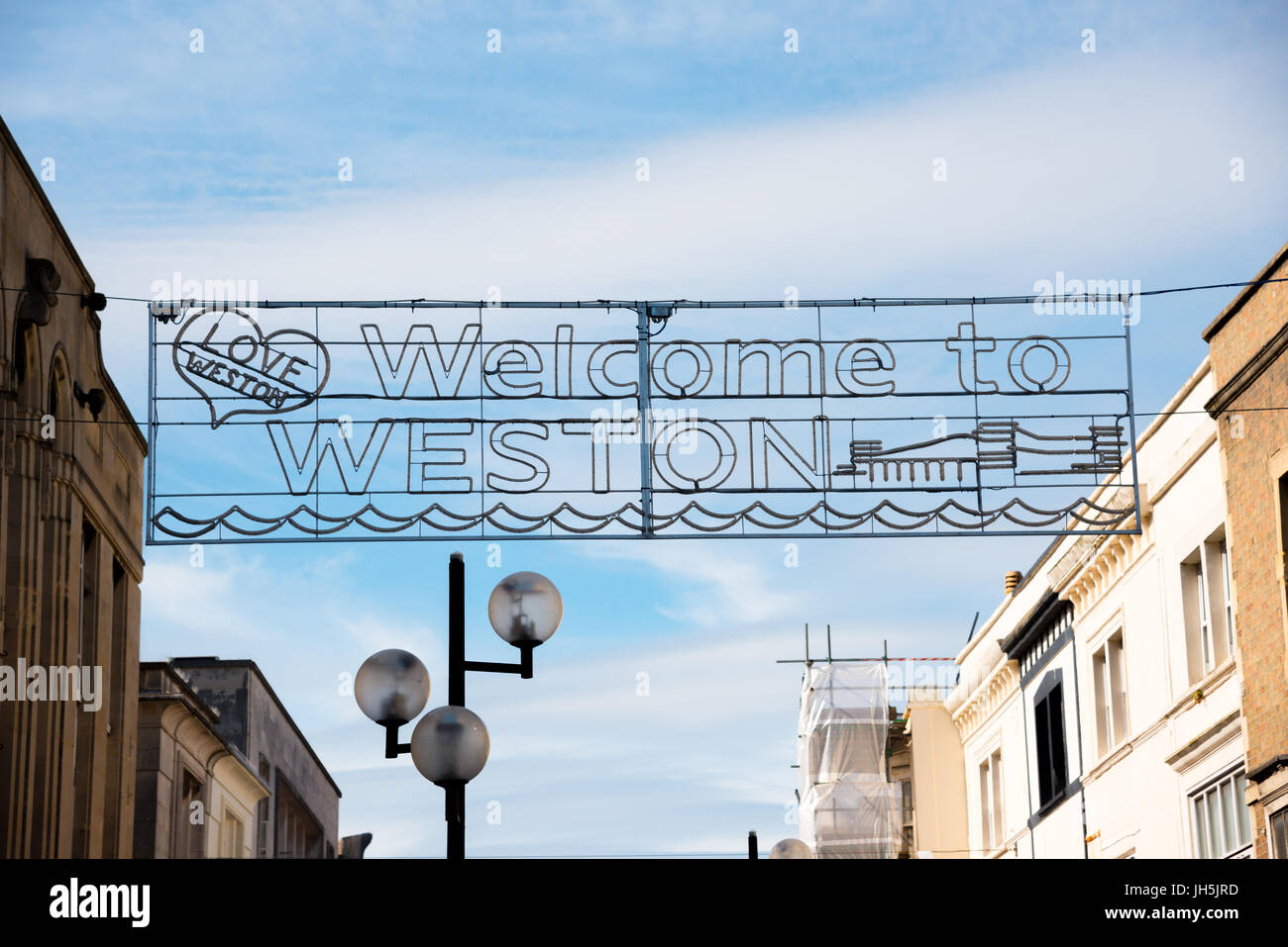 welcome to Weston street banner Stock Photo - Alamy