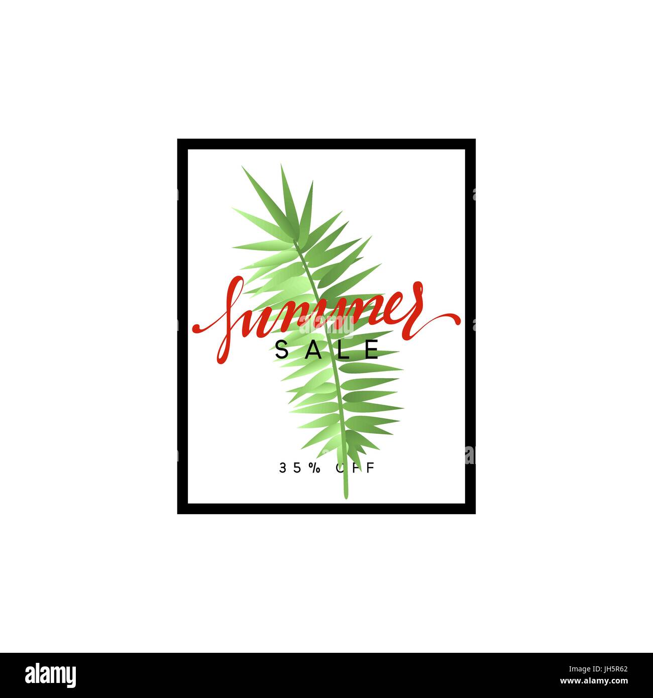 Summer design frame layout. Poster sale with palm branches Stock Vector ...
