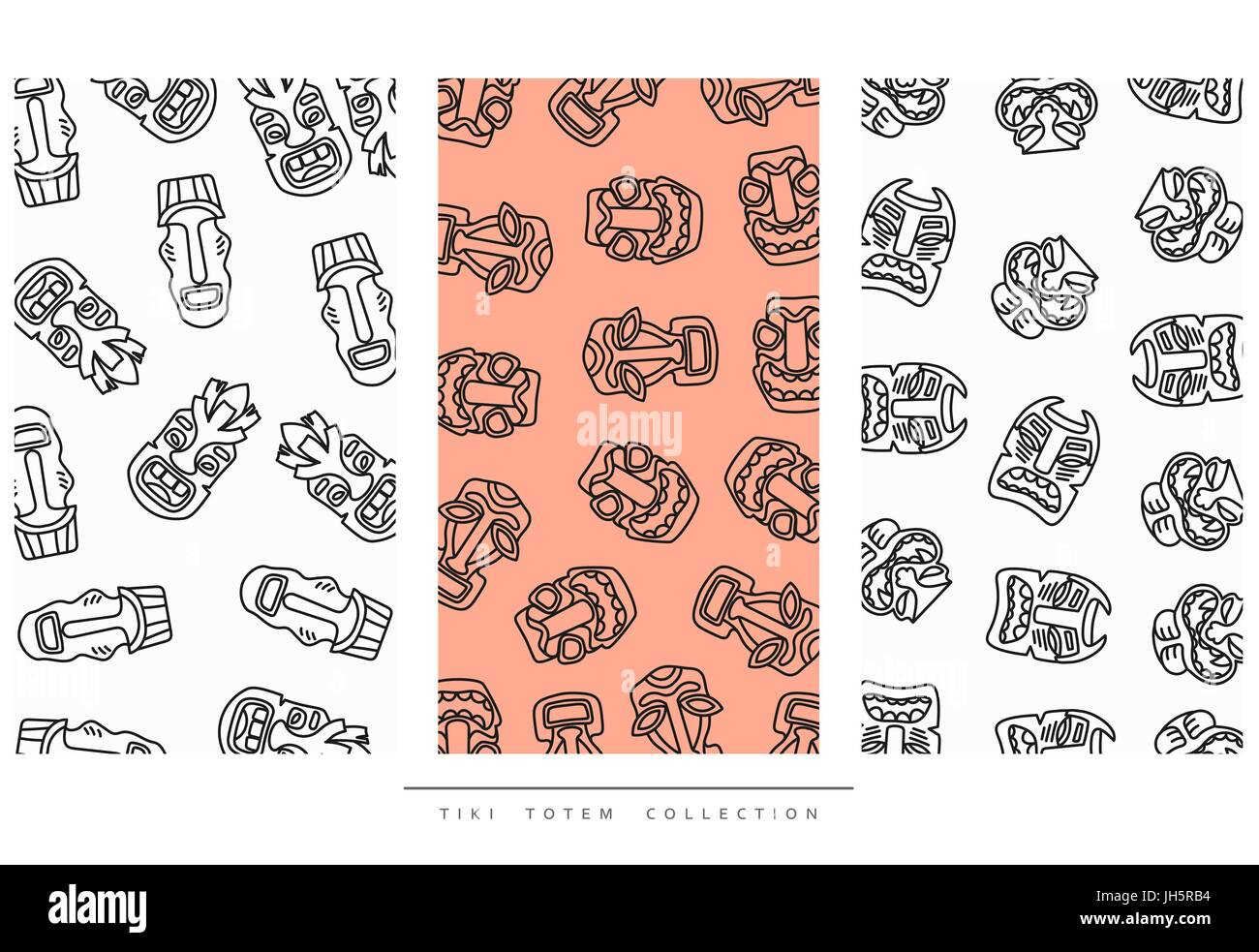 Pattern Tiki Totem in linear style vector illustration Stock Vector ...