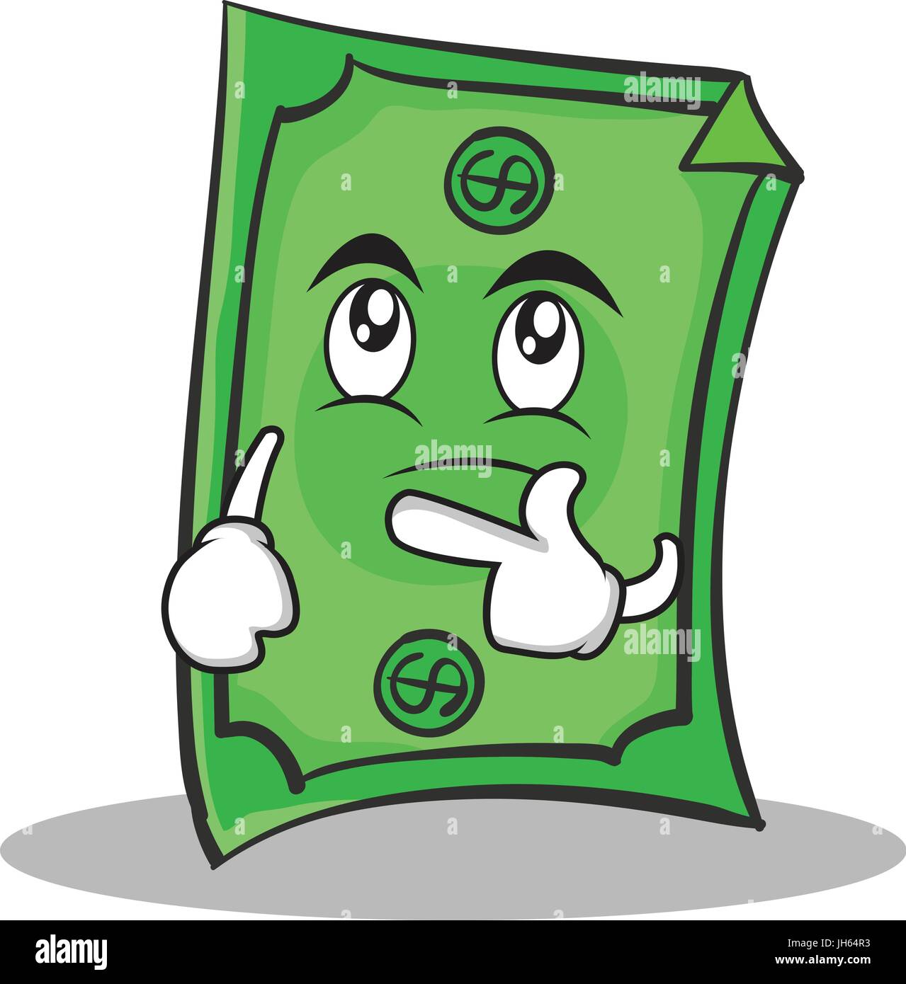 Thinking face Dollar character cartoon style Stock Vector Image & Art ...