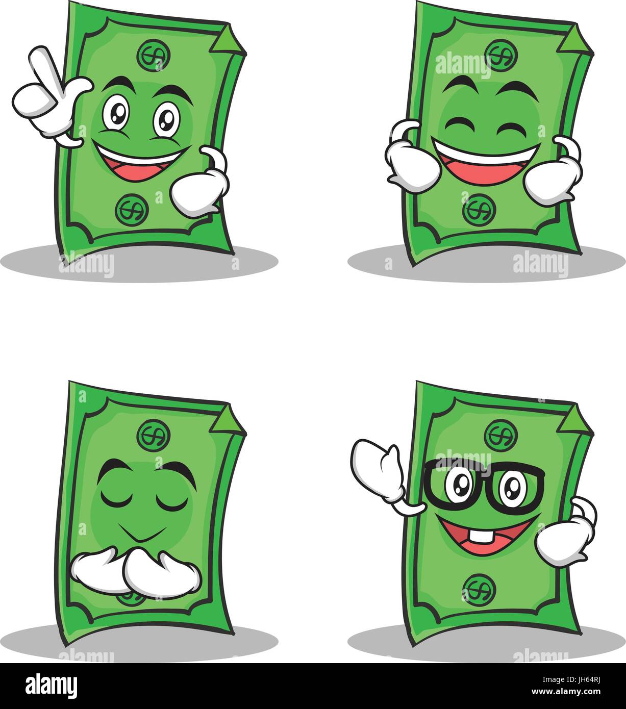 Set of Dollar character cartoon style collection Stock Vector Image ...