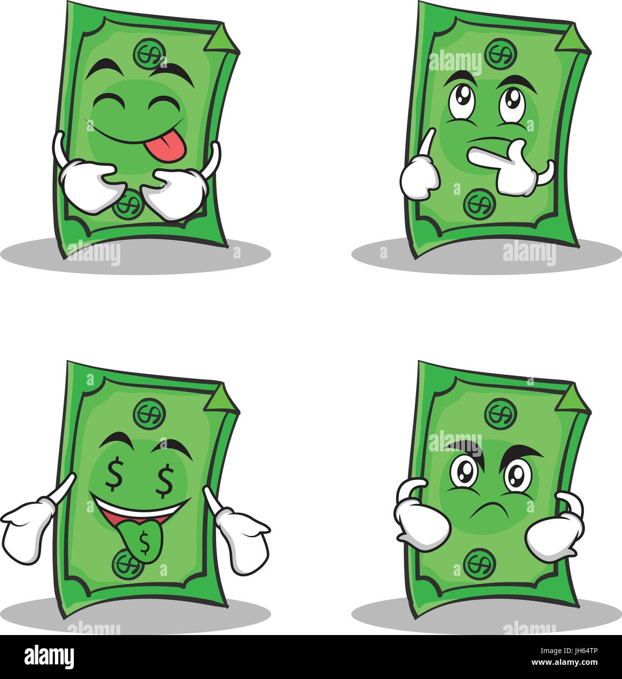 Collection Dollar character cartoon style set Stock Vector Image & Art ...