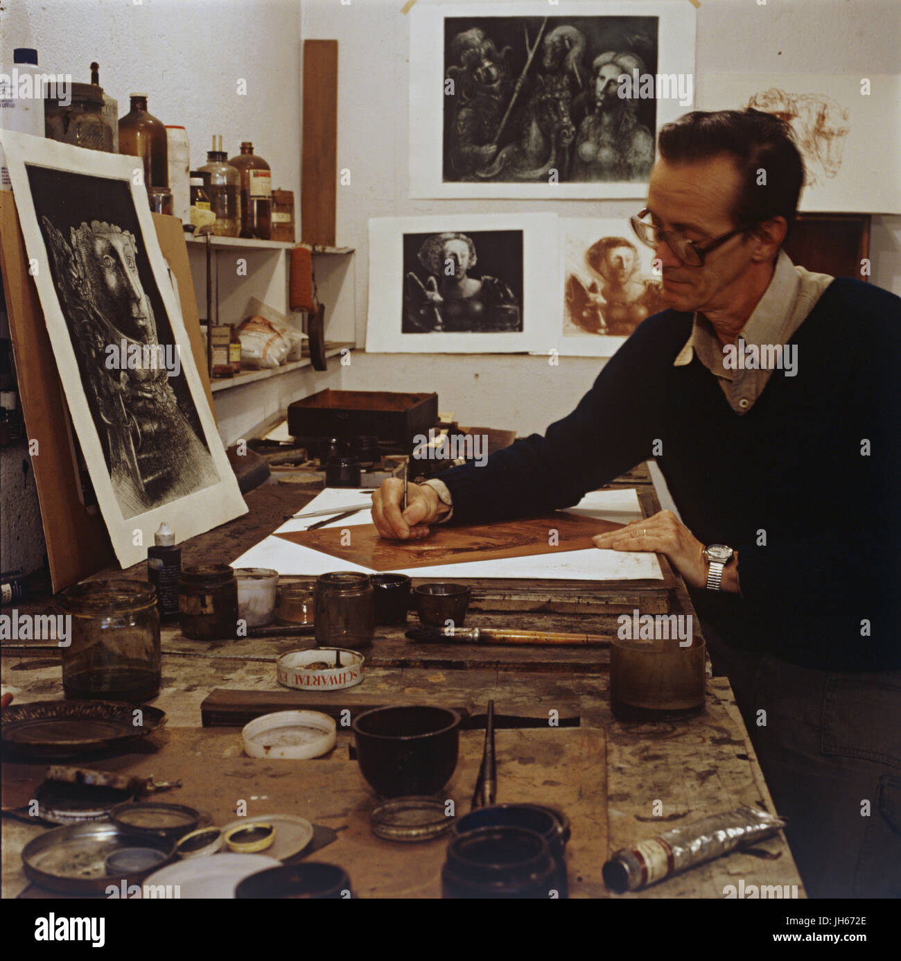 Painter, artist, Marcello Grassmann, São Paulo, Brazil Stock Photo - Alamy