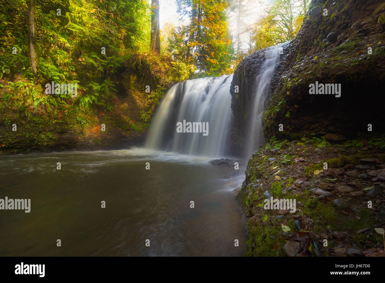 Hidden Falls in Rock Creek Clackamas Oregon during fall season Stock ...