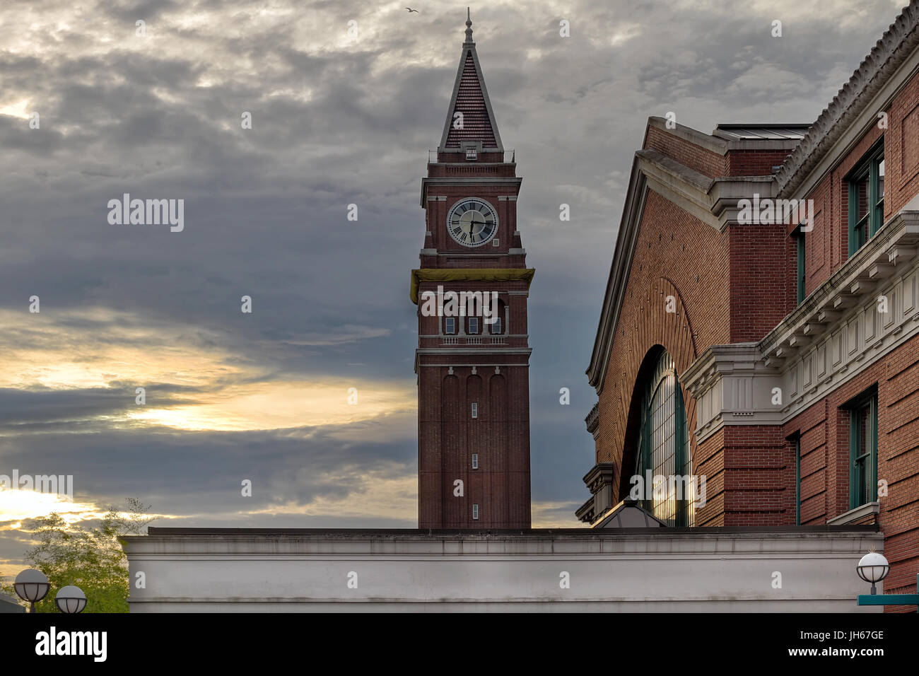 King Street Station Clock Tower in Seattle Washington during Sunset ...