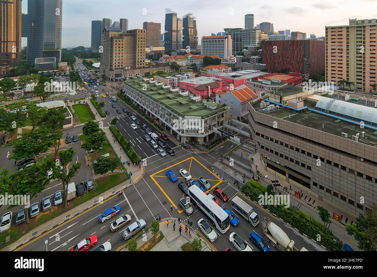 Bugis Village Junction traffic intersection in busy Singapore shopping ...