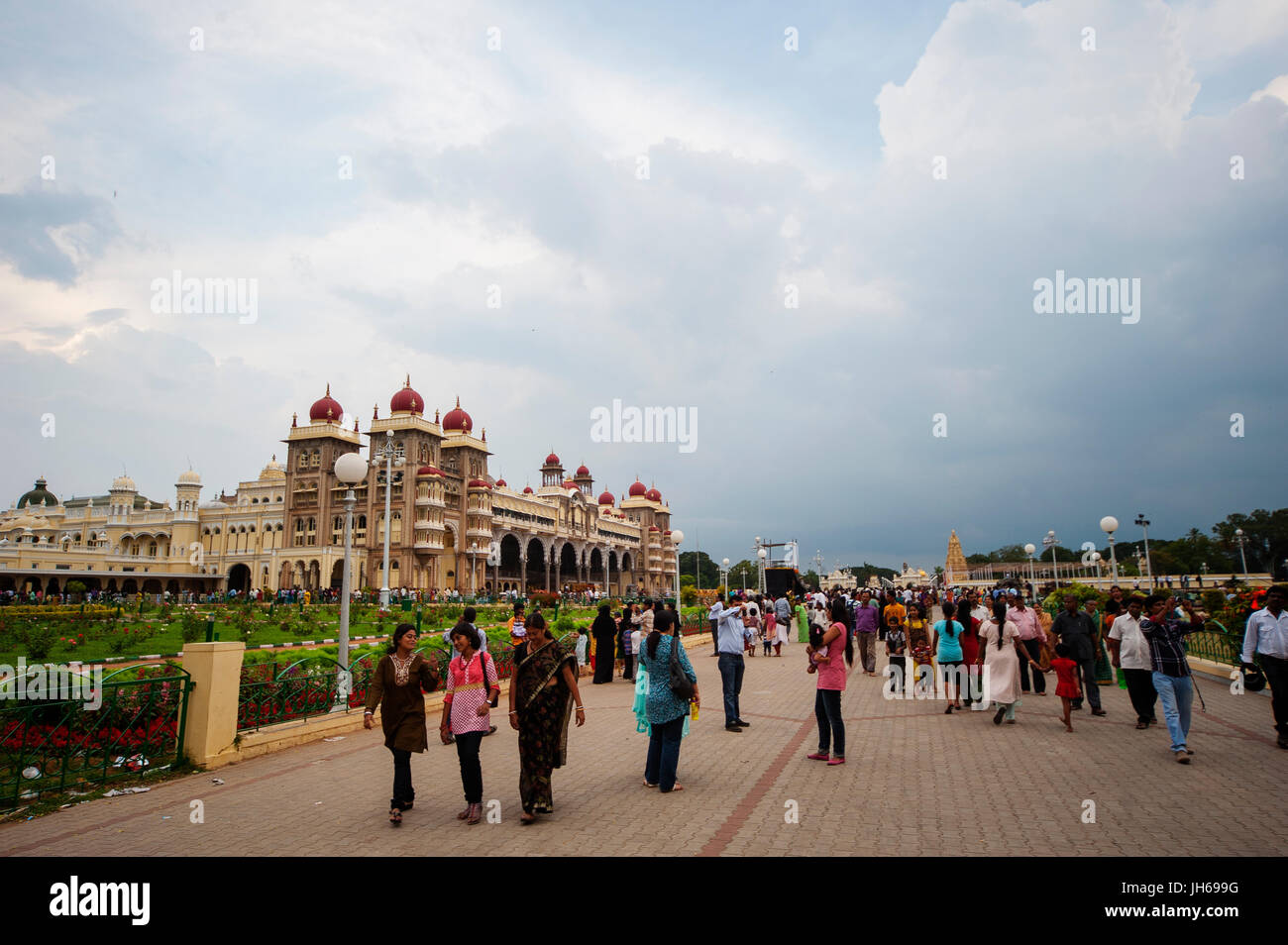 Indian people visiting Mysore Palace, Mysore, Karnataka, India Stock ...