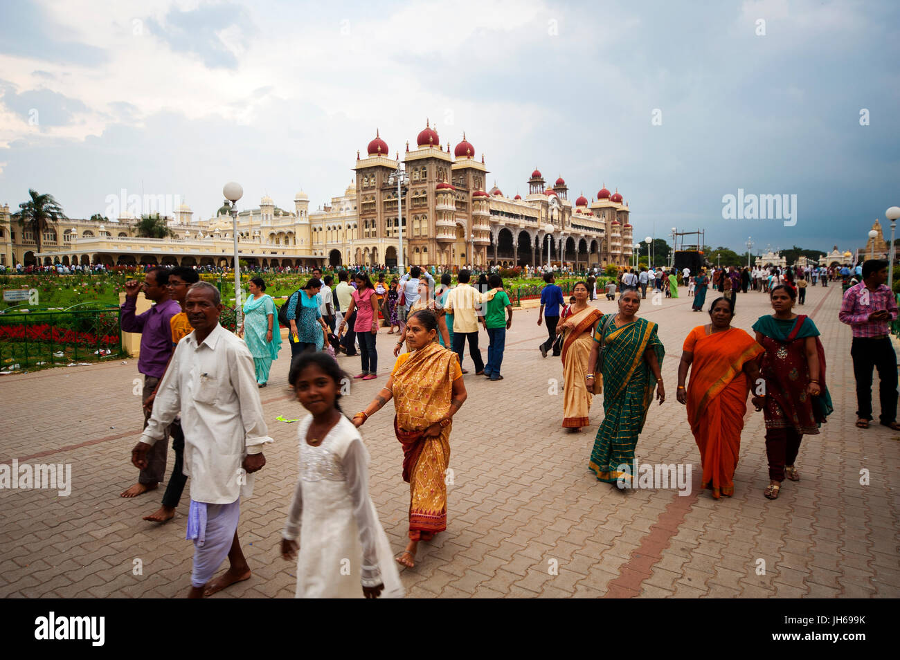 Indian people visiting Mysore Palace, Mysore, Karnataka, India Stock ...