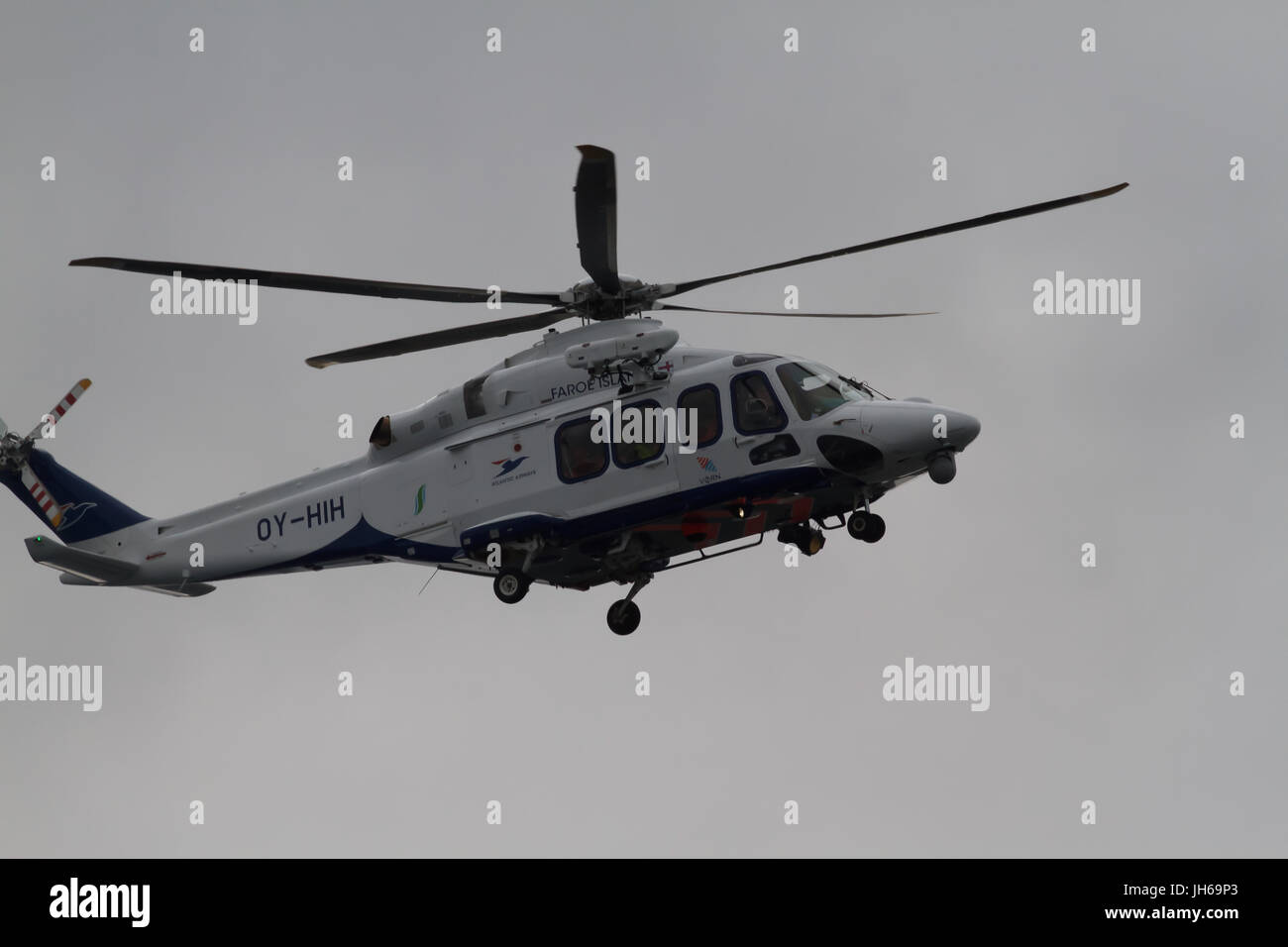 Augusta Westland 139 helicopter flies over the Faroe Islands Stock ...