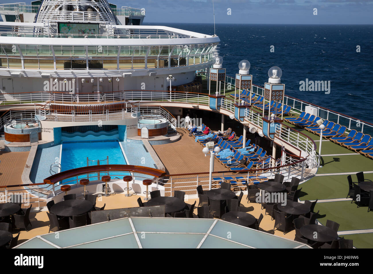 A view of the swimming pool on P&O cruises ship Azura in the Atlantic ...