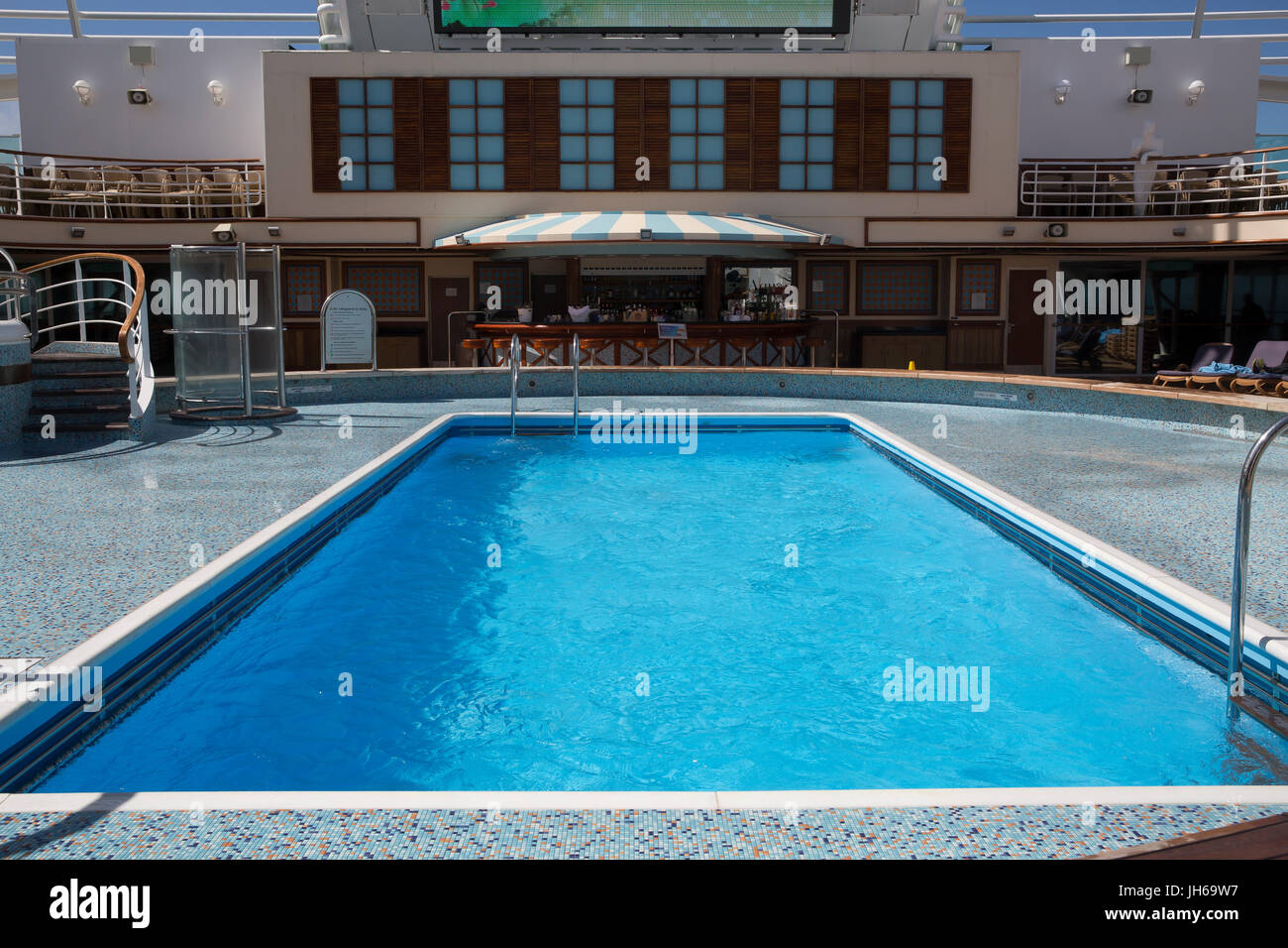 A view of the swimming pool on P&O cruises ship Azura in the Atlantic ...