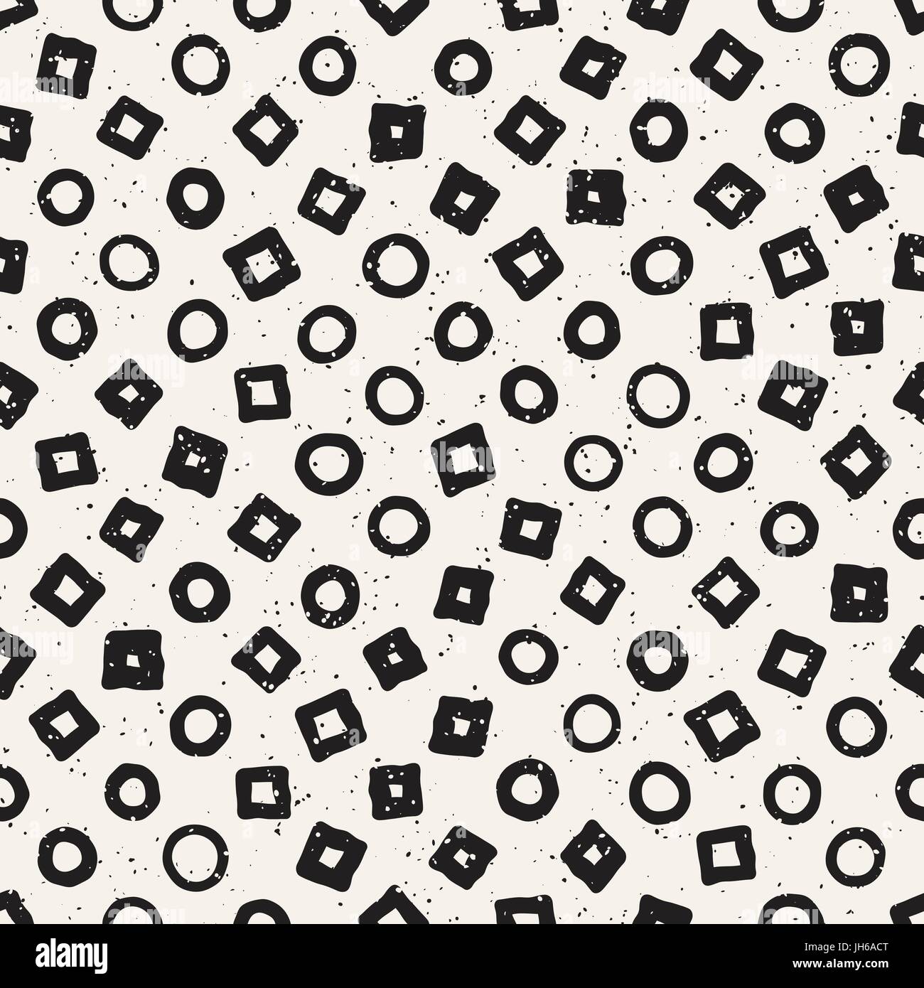 Hand drawn black and white ink abstract seamless pattern. Vector ...