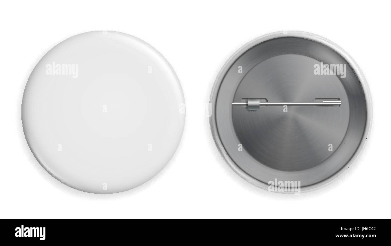 Blank White Badge Vector. Realistic Illustration. Clean Empty Pin ...