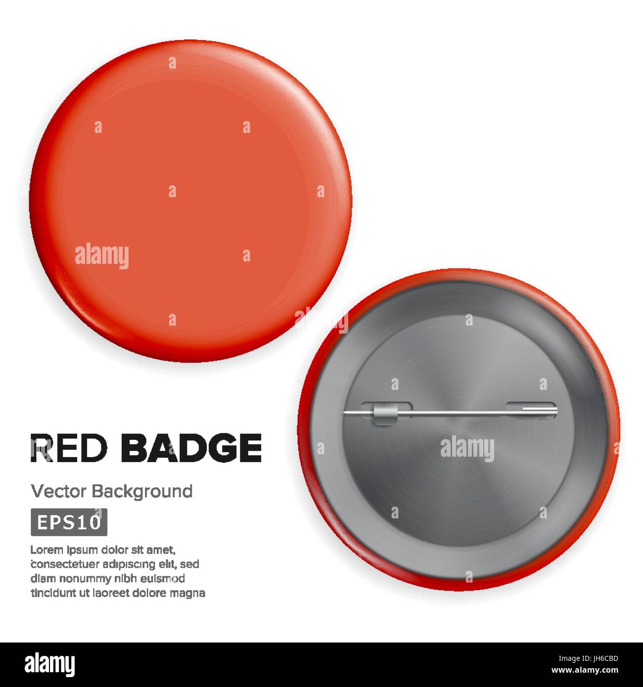 Blank Red Badge Vector. Realistic Illustration. Shiny Empty Circle ...