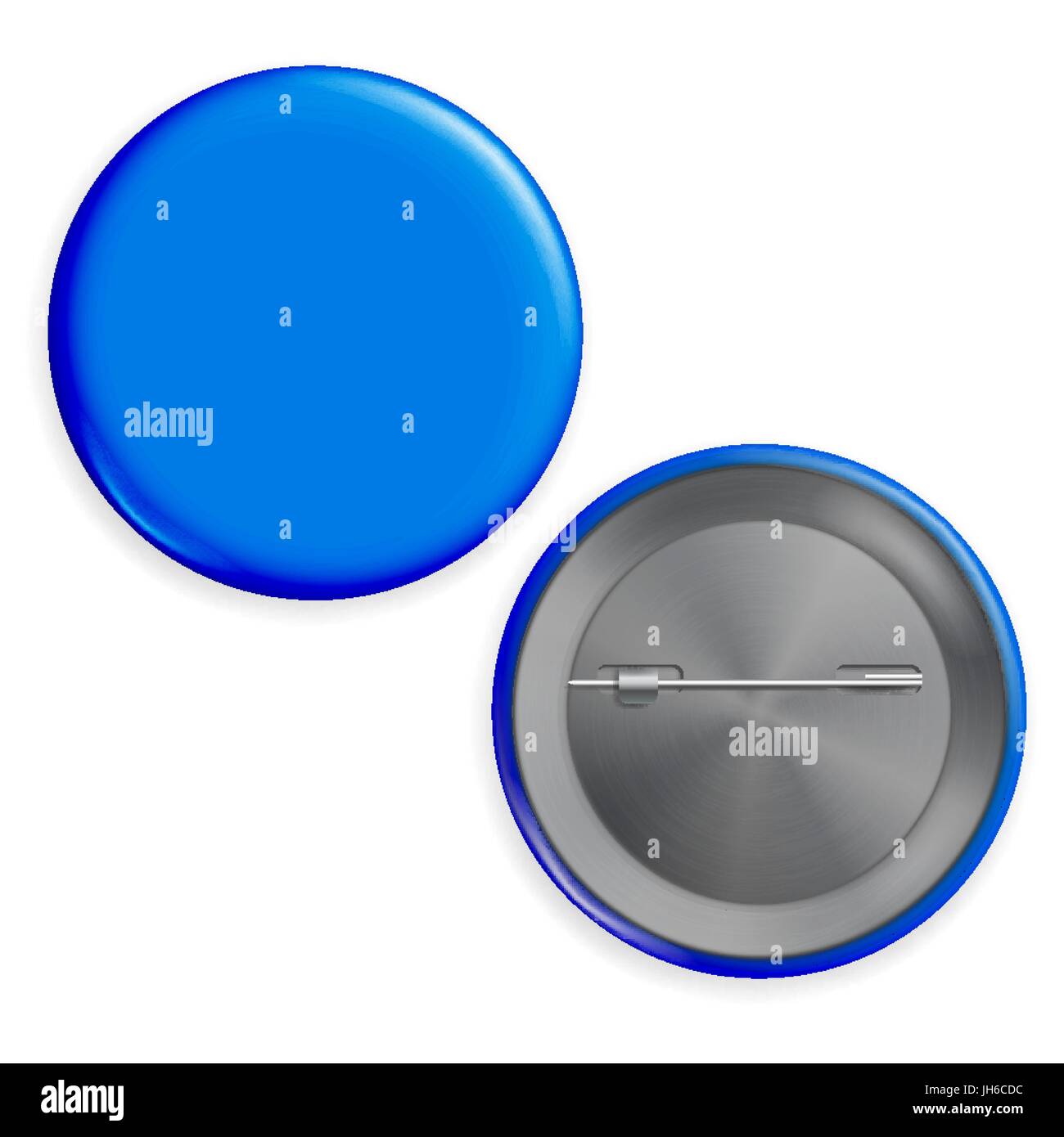 Blank Blue Badge Vector. Circle Button Badge Set Front, Back Side Stock ...