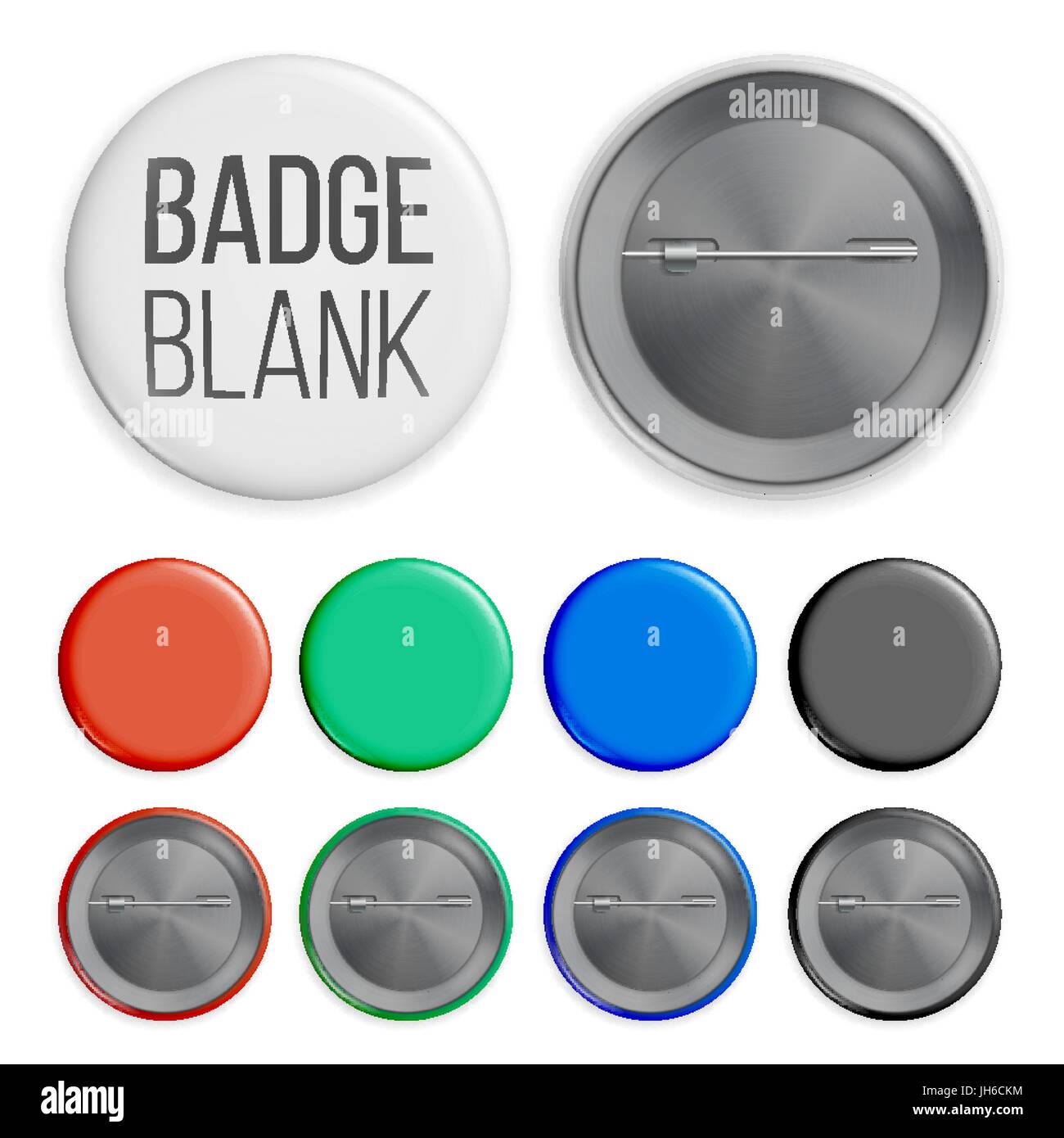 Blank Badges Set Vector. Realistic Illustration. Clean Empty Pin Button ...