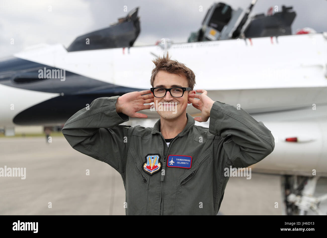 Tom Fletcher after arriving at RAF Fairford in a Thunderbirds F16, part ...