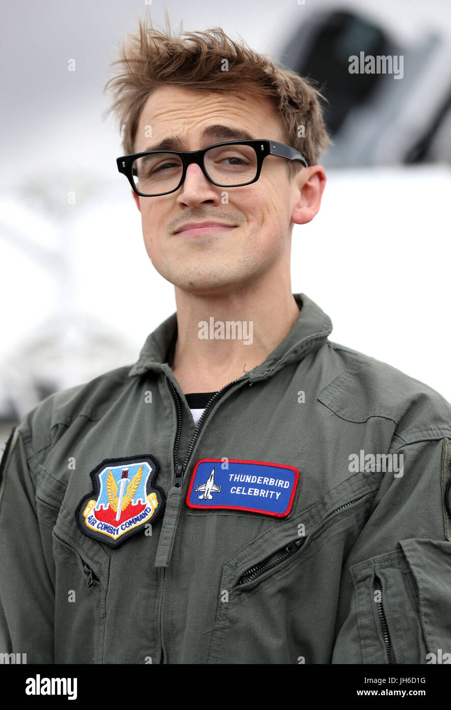 Tom Fletcher after arriving at RAF Fairford in a Thunderbirds F16, part ...