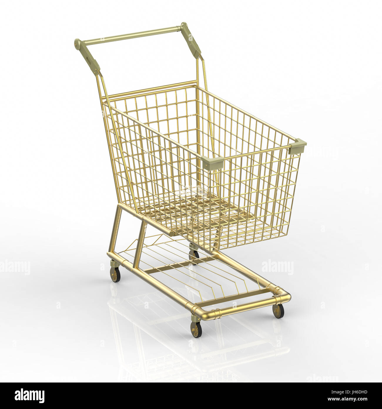 3d rendering empty golden shopping cart Stock Photo - Alamy