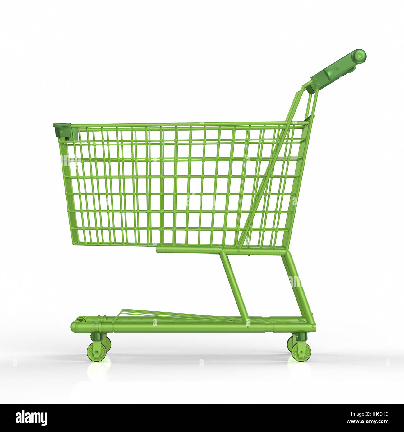3d rendering empty green shopping cart Stock Photo - Alamy