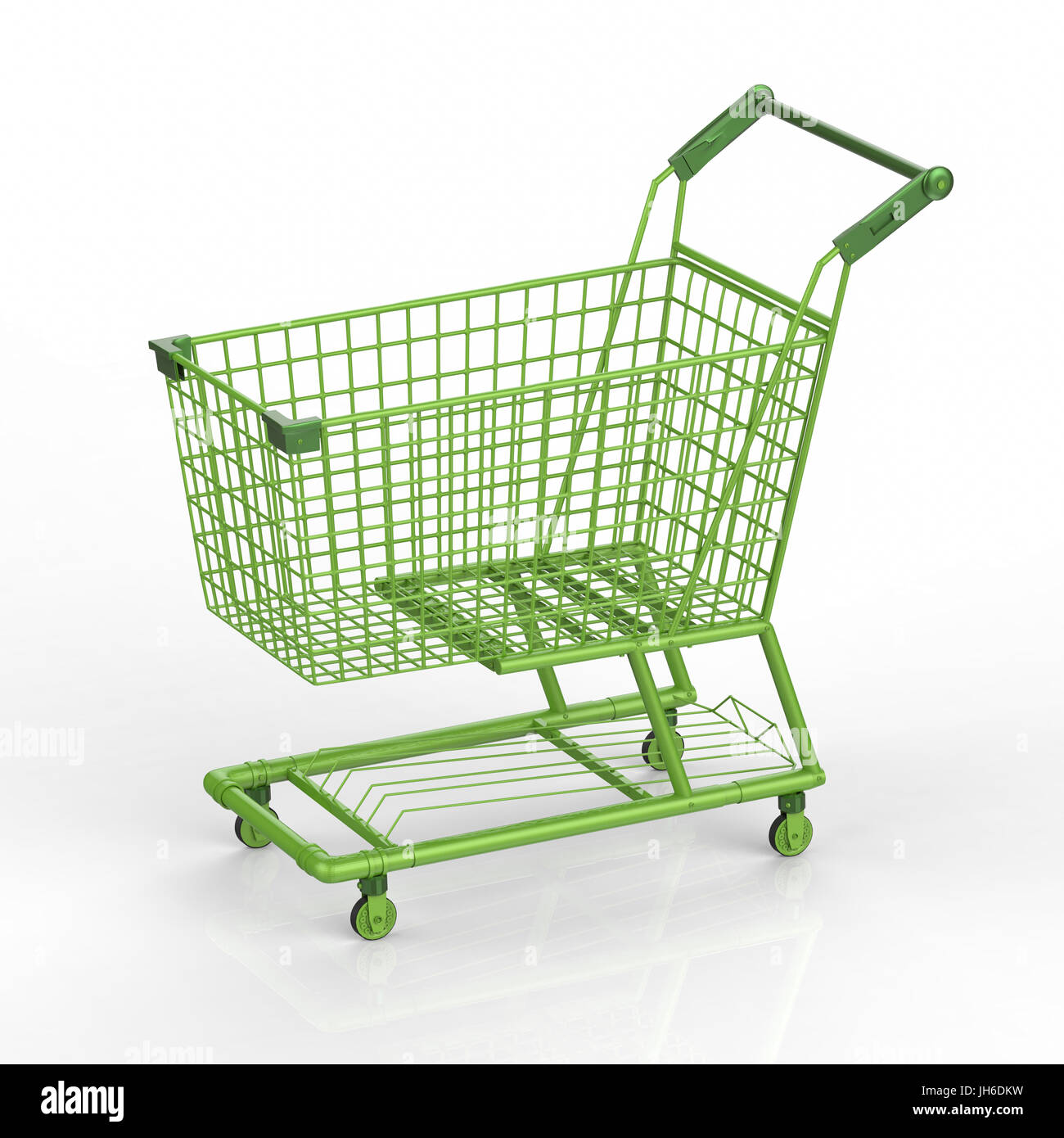 3d rendering empty green shopping cart Stock Photo - Alamy