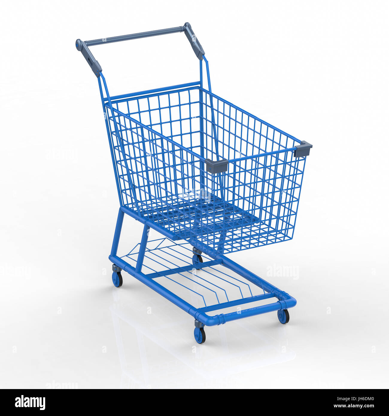 3d rendering empty blue shopping cart Stock Photo - Alamy