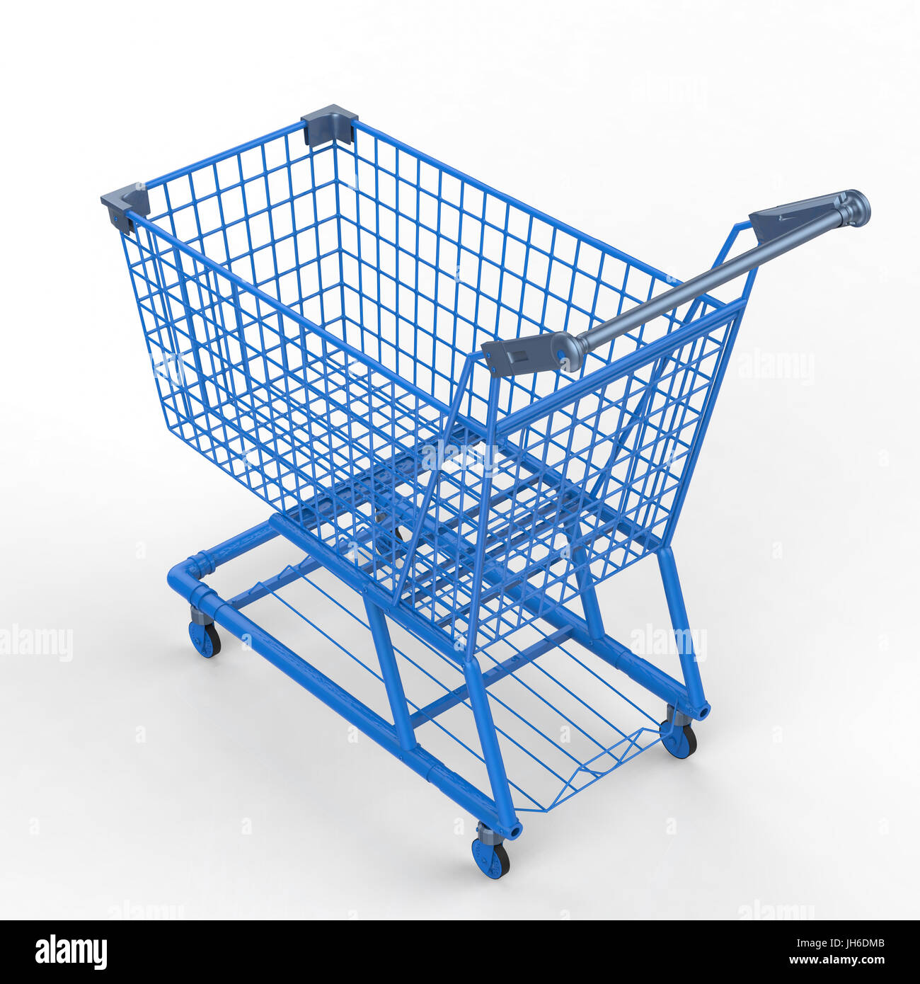 3d rendering empty blue shopping cart Stock Photo - Alamy