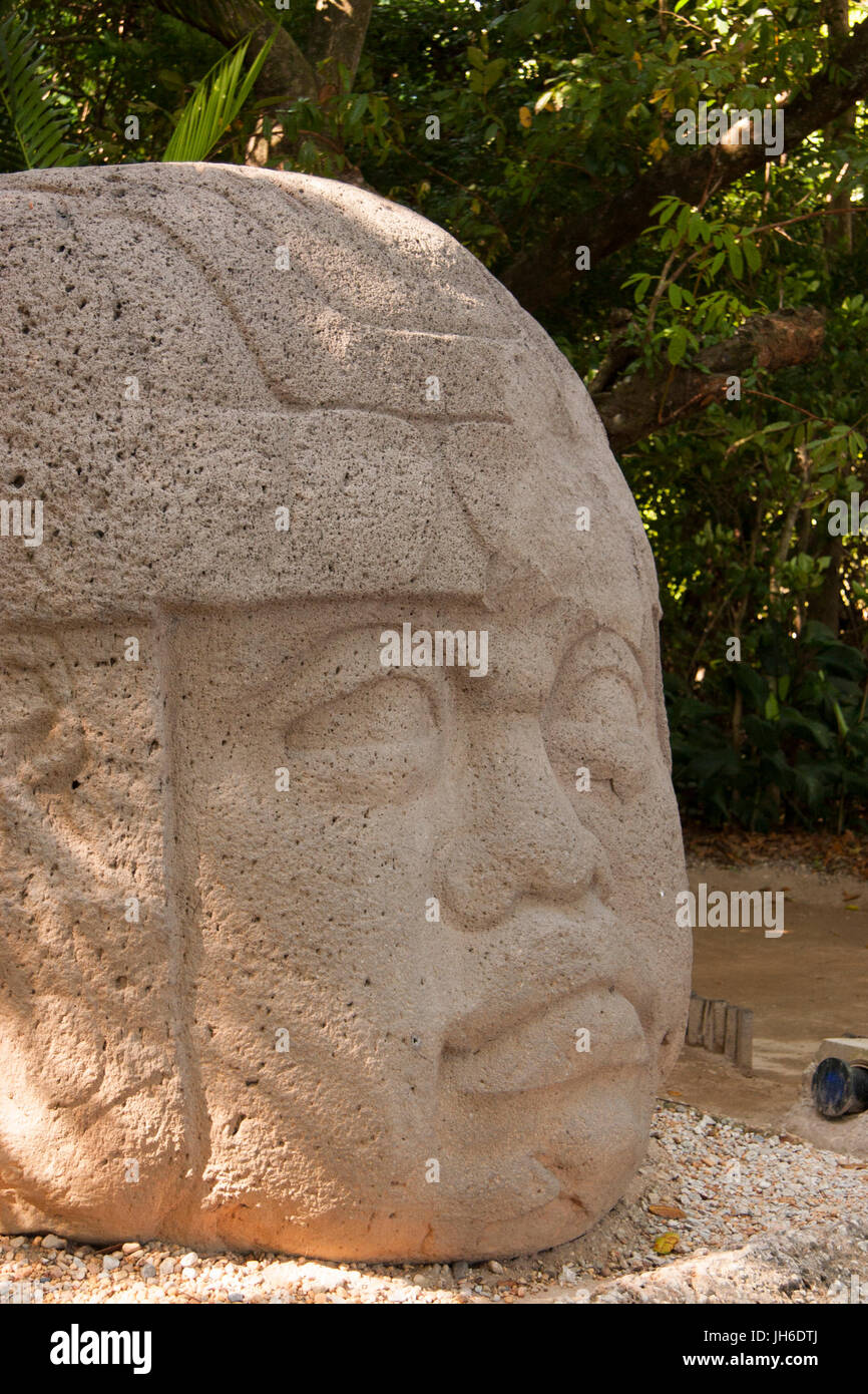 Olmec stone carving Colossal Head in La Venta park, Villahermosa ...