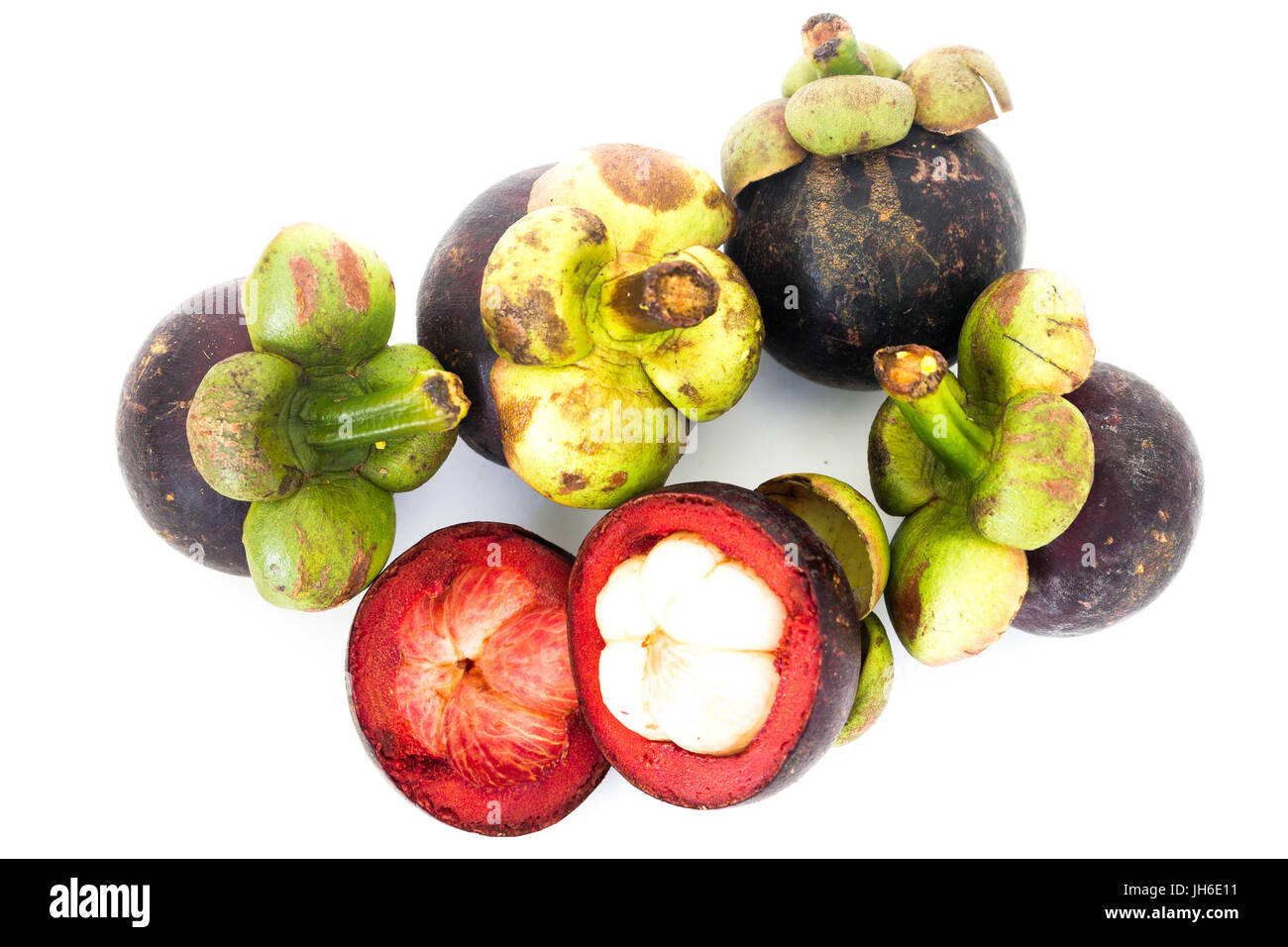 Mangosteen Is Popular Fruits With Half Cross Section Isolated On White ...