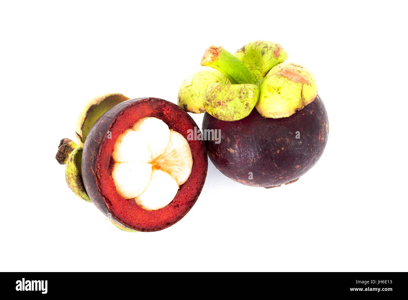 Mangosteen Is Popular Fruits With Half Cross Section Isolated On White ...