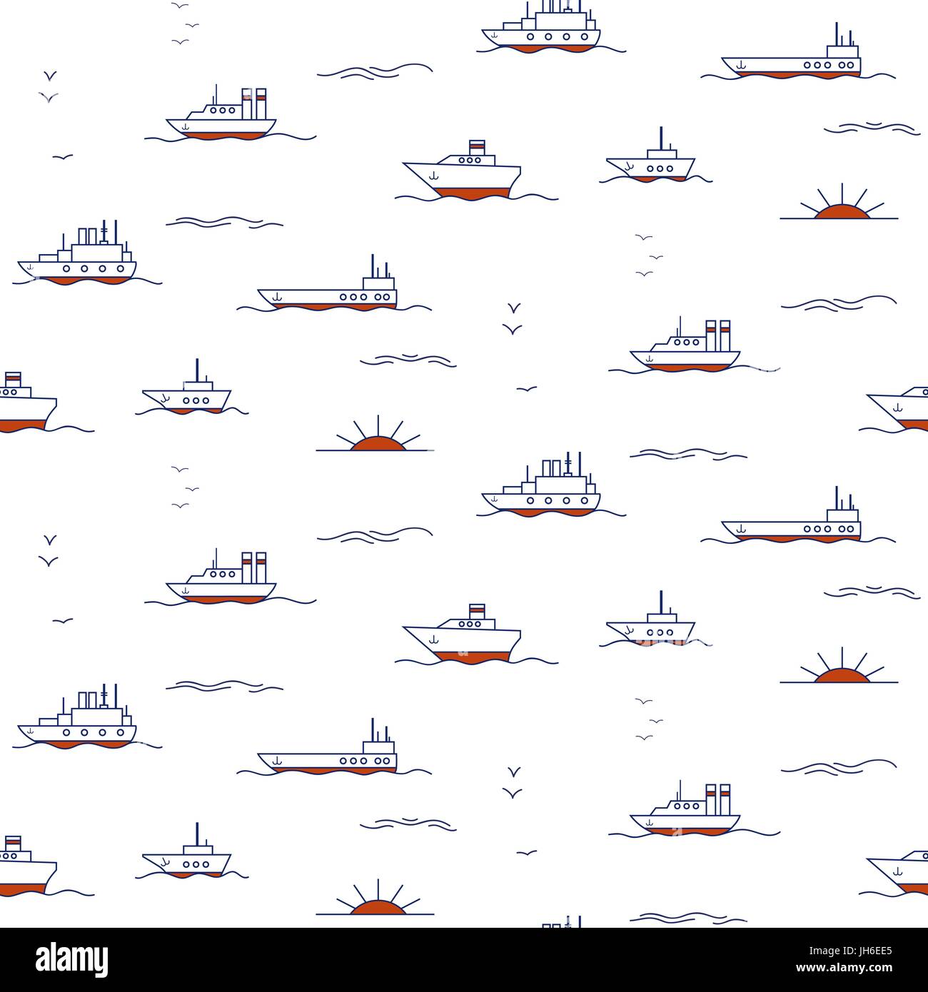 Seamless pattern with doodle ships on a transparent background Stock ...