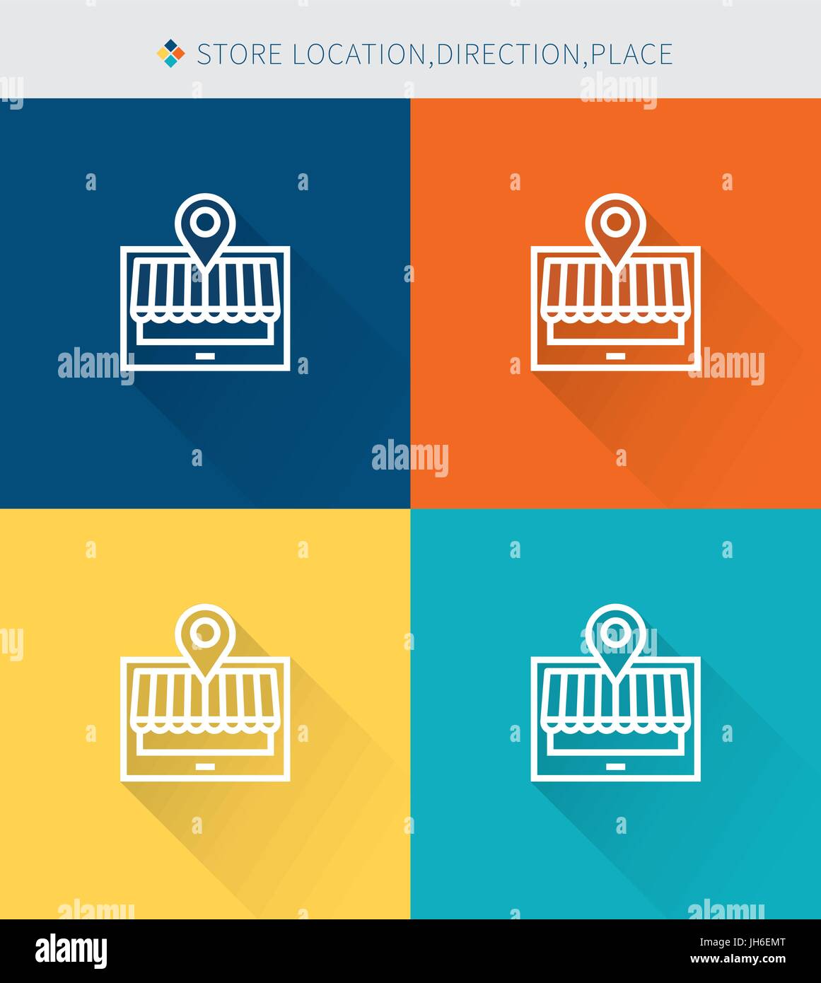 Thin thin line icons set of store location&direction and place, modern ...