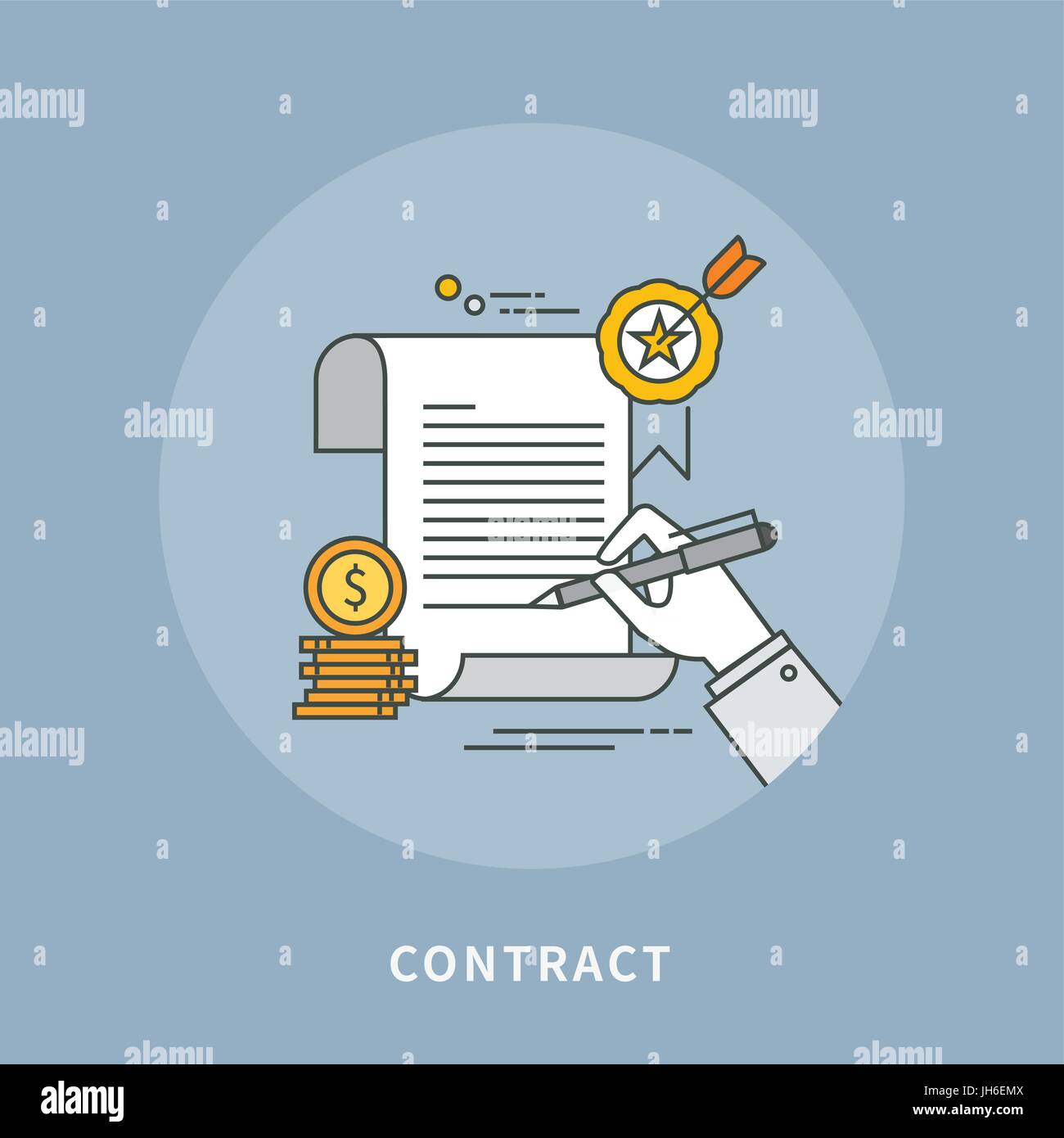 circle color line flat design of contract, modern vector illustration ...
