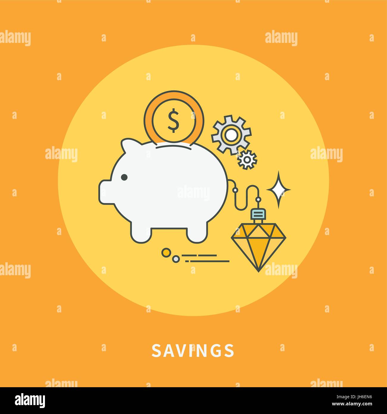 circle color line flat design of savings, modern vector illustration ...