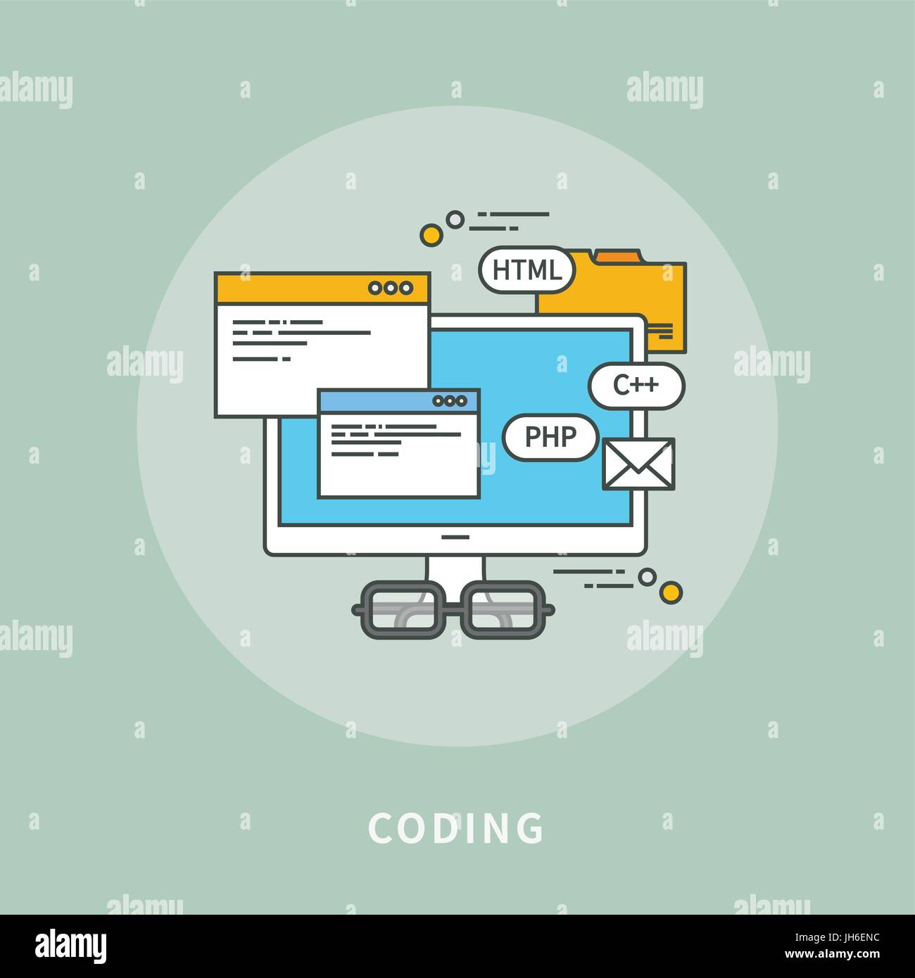 circle color line flat design of coding, modern vector illustration Stock Vector Image & Art - Alamy