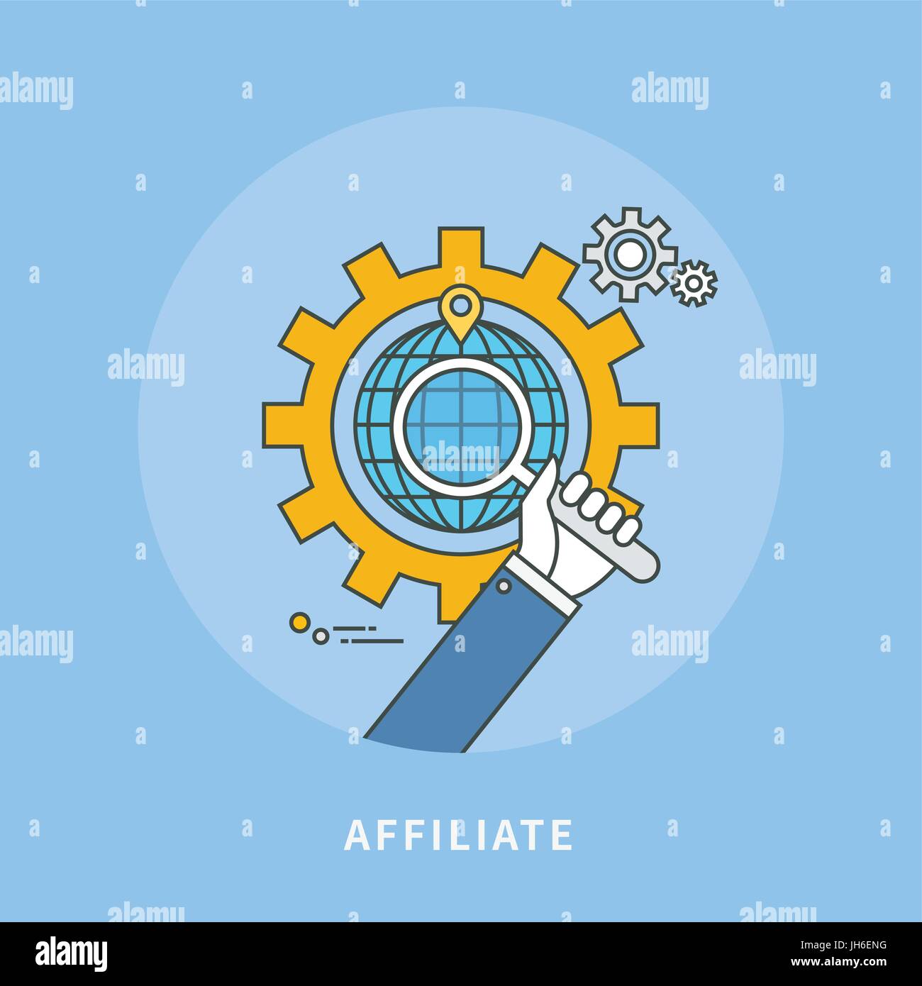 circle color line flat design of affiliate, modern vector illustration ...