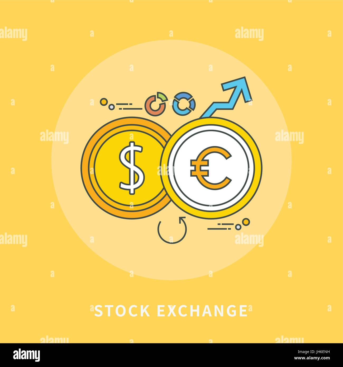 circle color line flat design of stock exchange, modern vector ...