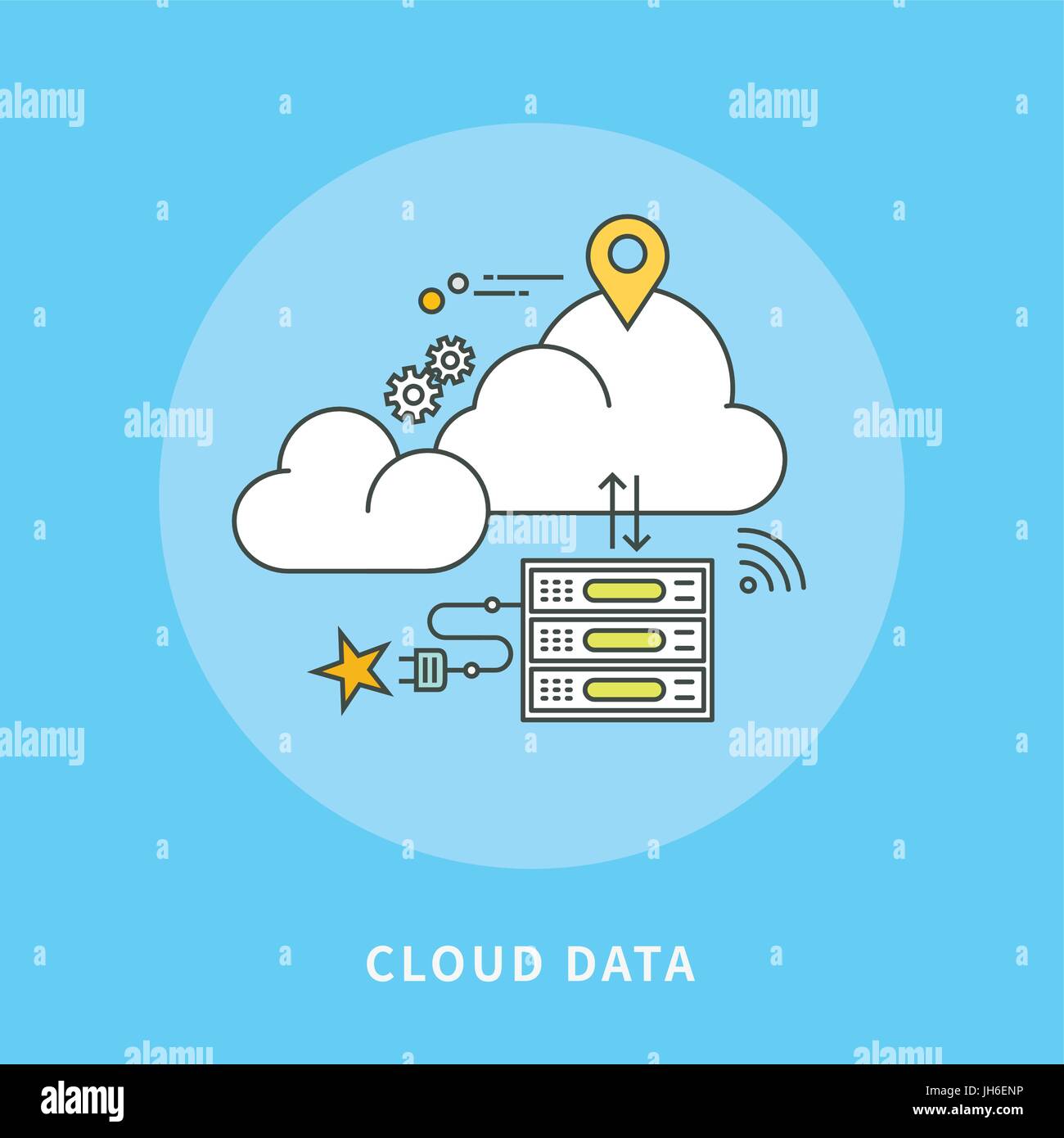 circle line flat design of cloud data, modern vector illustration Stock ...