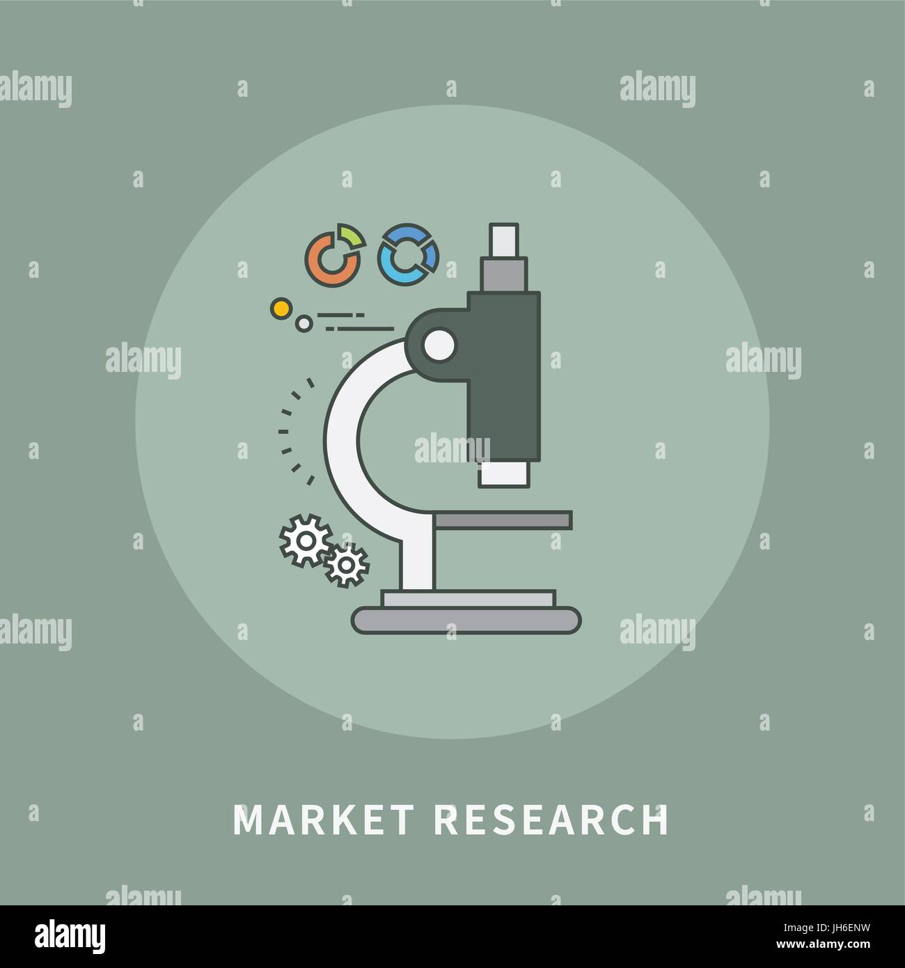 circle color line flat design of market research, modern vector ...