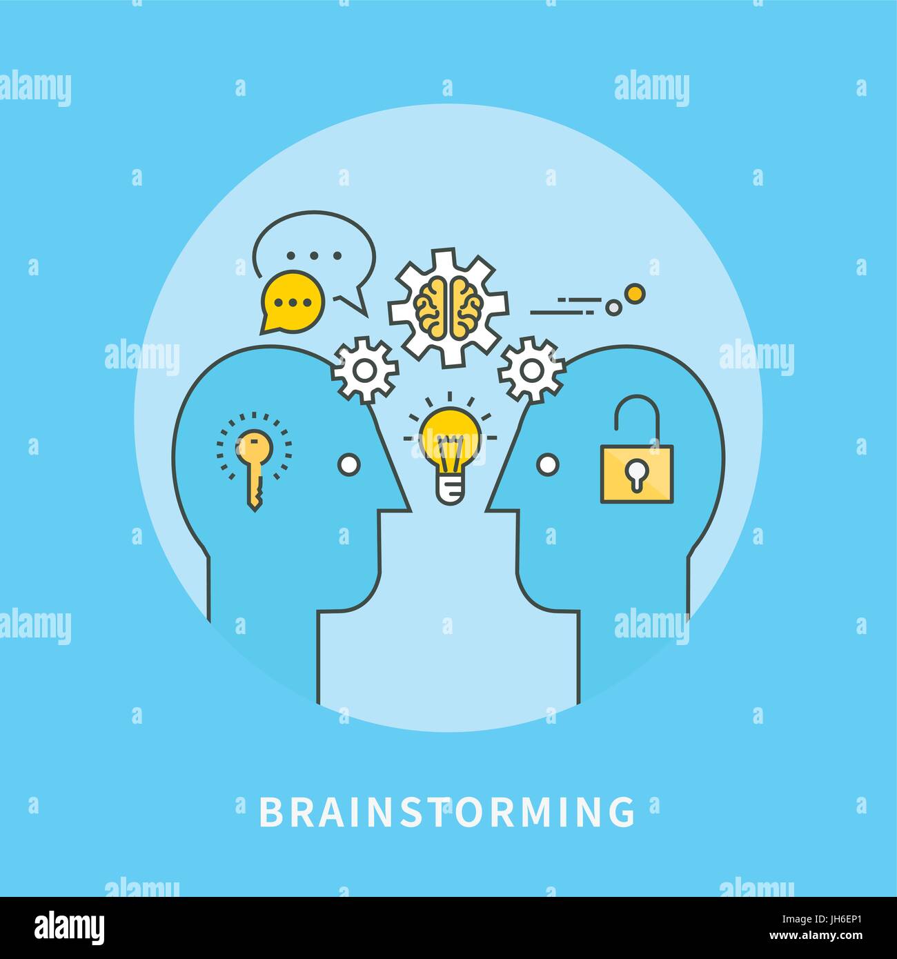 simple line flat design of brainstorming, modern vector illustration ...