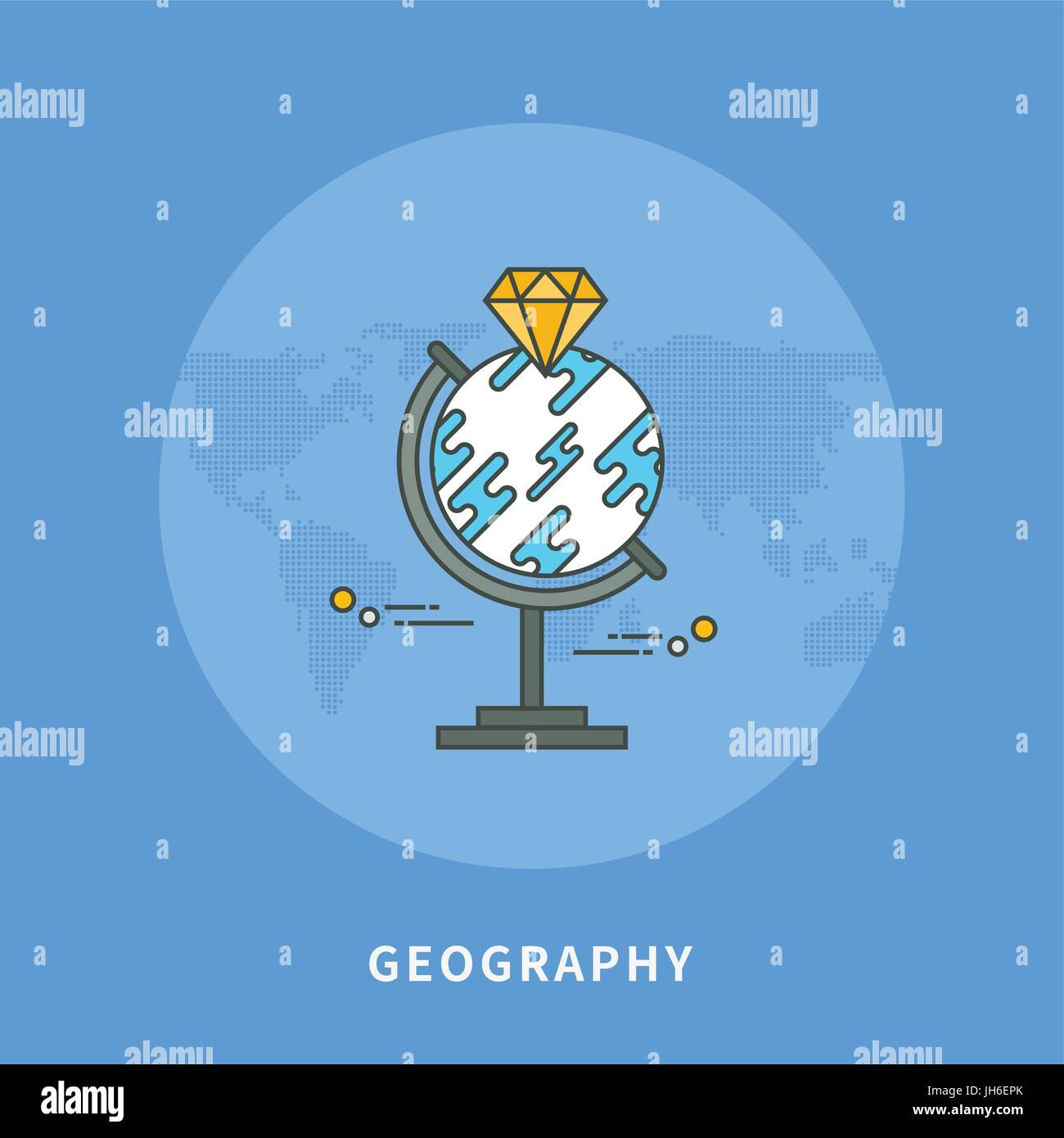 circle color line flat design of geography, modern vector illustration ...