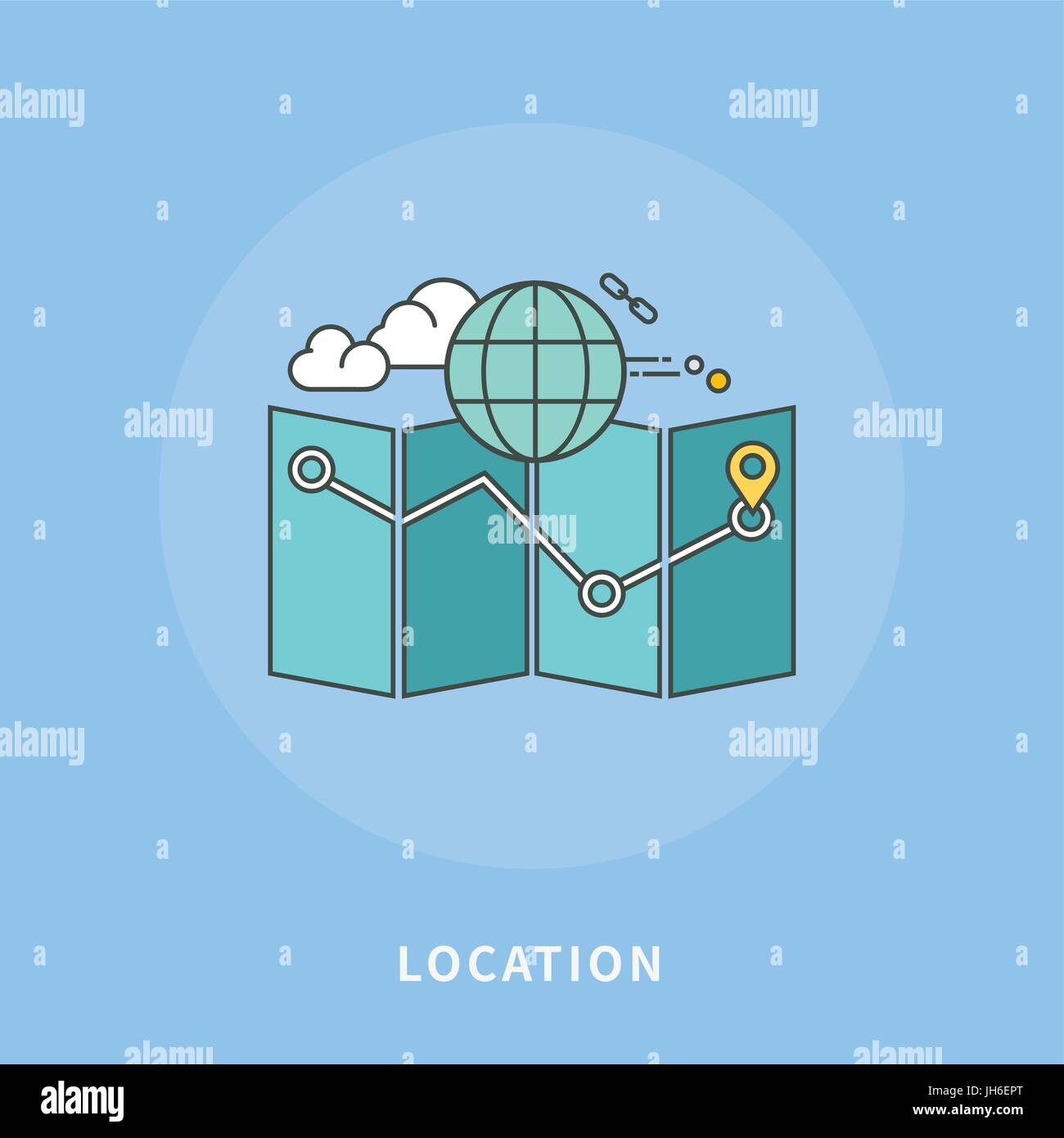 circle color line flat design of location, modern vector illustration ...