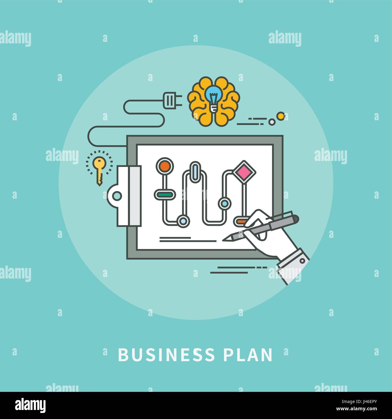 circle color line flat design of business plan, modern vector ...
