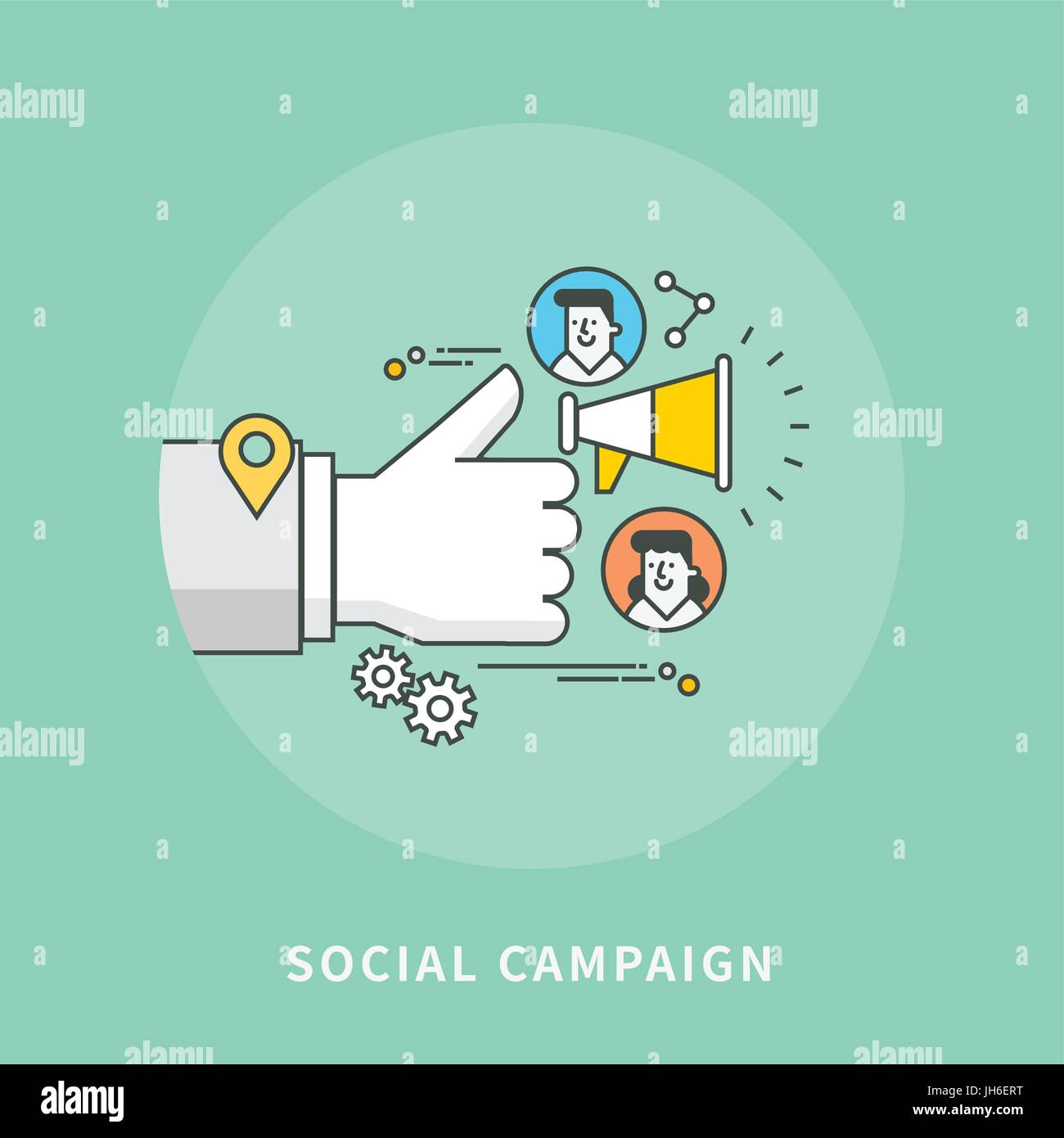 simple line flat design of web social campaign, modern vector ...