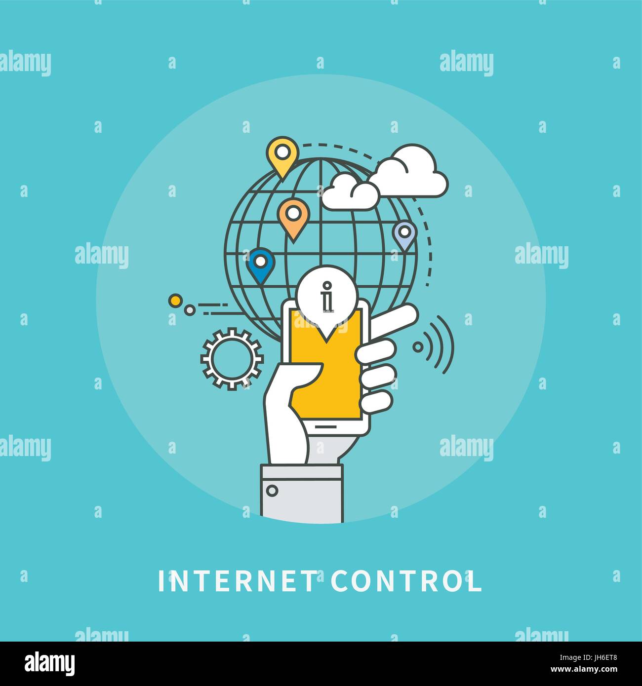 circle color line flat design of internet control, modern vector ...
